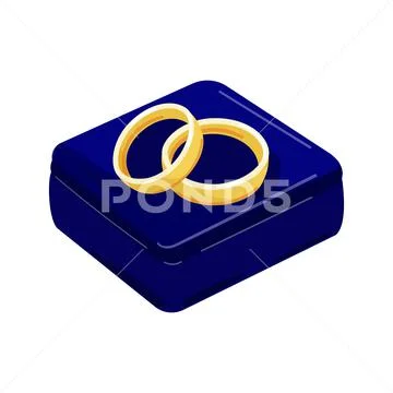 Gold wedding rings. Vector isolated on white background. Cartoon style ...
