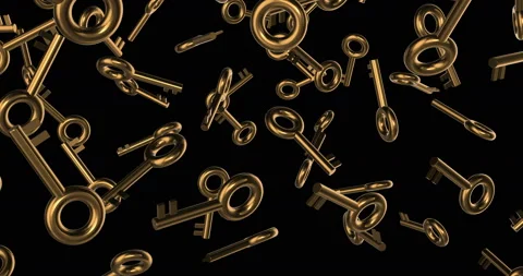 Golden 3d Icon Key falling slow motion | Stock Video | Pond5