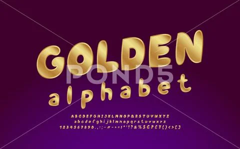 Golden alphabet. Elegant vector font, uppercase and lowercase letters ...