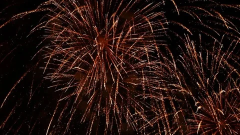 Golden and copper fireworks 4k | Stock Video | Pond5