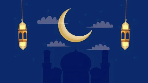 golden arabic lamps with mosque animatio... | Stock Video | Pond5