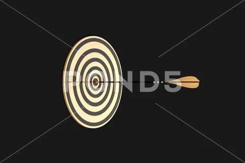 Golden arrow hit the gold target on a black background ~ Clip Art ...