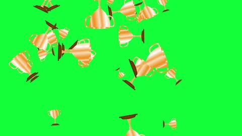 Golden award cups falling animation gree... | Stock Video | Pond5