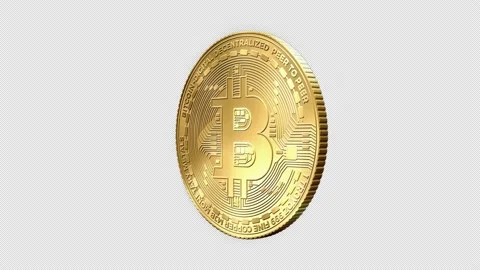 Golden Bitcoin Rotating On transparent b... | Stock Video | Pond5