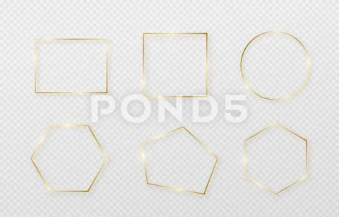 Golden border frame set with light shadow and light affects. Gold ...
