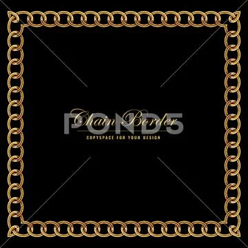 Golden Chain Square Border Frame. Rectangle Border with golden color ...