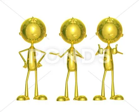 Golden character with different pose ~ Clip Art #45608215