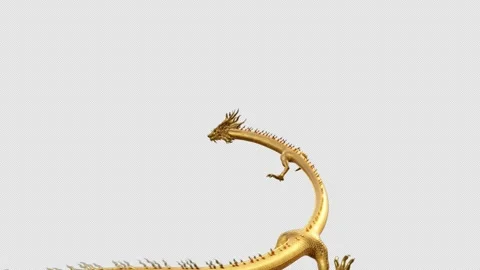 Golden chinese dragon animation with alp... | Stock Video | Pond5