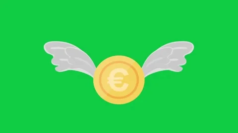 A golden coin with wings glowing on a gr... | Stock Video | Pond5