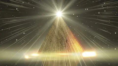 Golden colored pyramid with light effect... | Stock Video | Pond5