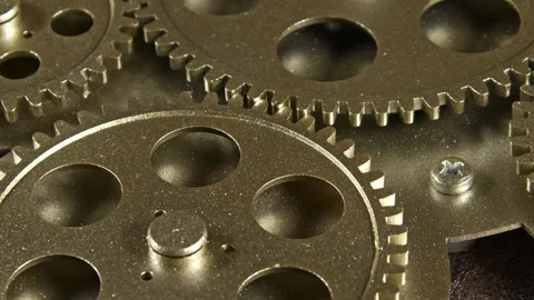 Golden Copper Cogs Wheel Gears Working 1... | Stock Video | Pond5