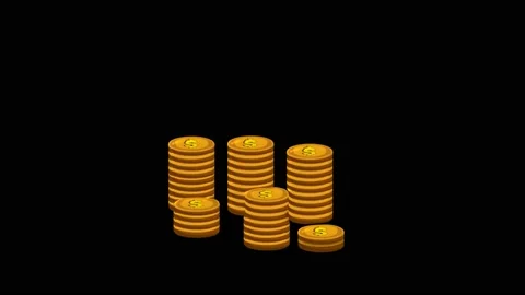 Golden dollar coin animated black backgr... | Stock Video | Pond5