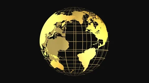 Golden Globe Animation with Grid Lines o... | Stock Video | Pond5