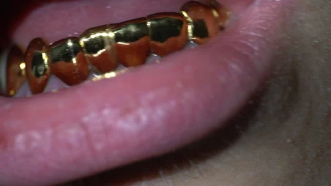 Golden Grillz in a male mouth, gold teet... | Stock Video | Pond5