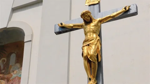 Golden Jesus Christ on The Cross – Sma... | Stock Video | Pond5