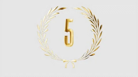 Golden laurel wreath and number 5, award... | Stock Video | Pond5