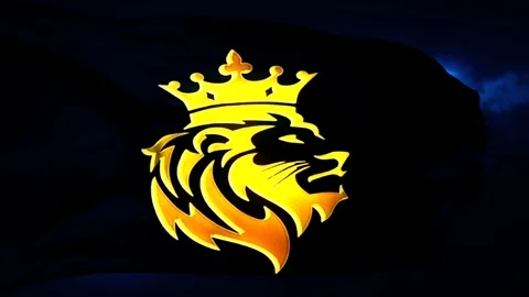 Golden Lion King Flag Intro Logo with Bl... | Stock Video | Pond5