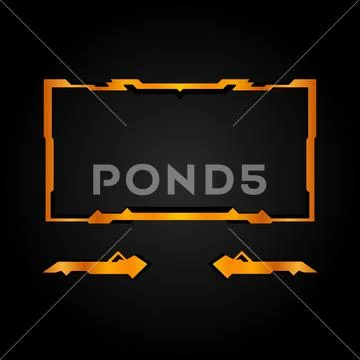 Golden live stream overlay game interface border frame with lower third ...