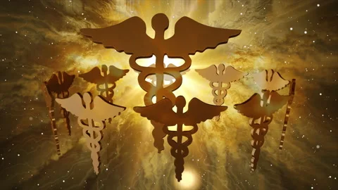 Golden Medicine symbol 3D background | Stock Video | Pond5