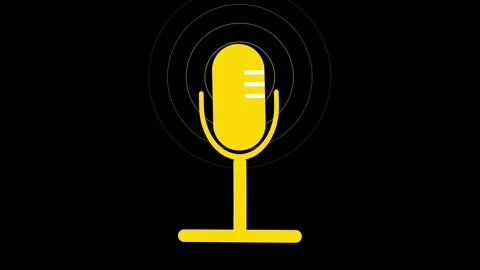 Golden microphone icon with sound waves ... | Stock Video | Pond5