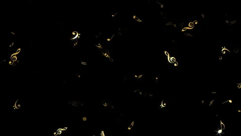 Golden Music Notes - Flying Around Loop | Stock Video | Pond5