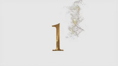 Golden number 1 from particles, numberin... | Stock Video | Pond5