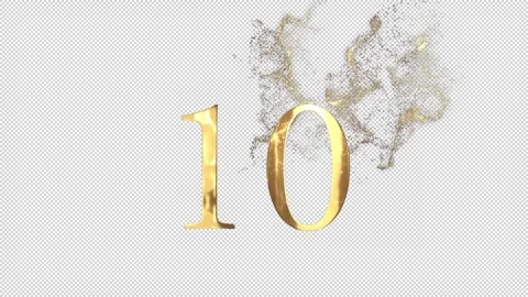 Golden number 10 from particles, numberi... | Stock Video | Pond5