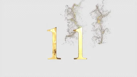 Golden number 11 from particles, numberi... | Stock Video | Pond5