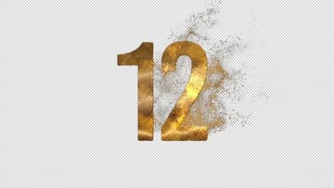 Golden number 12 from particles, numberi... | Stock Video | Pond5
