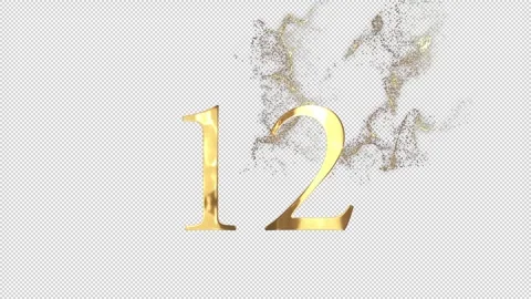 Golden number 12 from particles, numberi... | Stock Video | Pond5