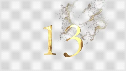 Golden number 13 from particles, numberi... | Stock Video | Pond5