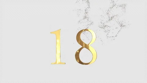 Golden number 18 from particles, numberi... | Stock Video | Pond5