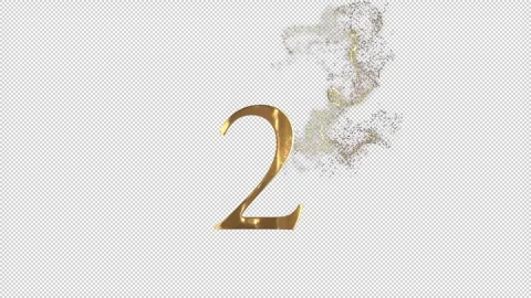Golden number 2 from particles, numberin... | Stock Video | Pond5