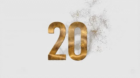 Golden number 20 from particles, numberi... | Stock Video | Pond5