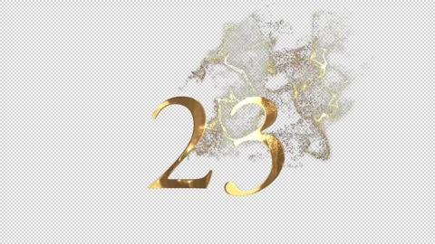 Golden number 23 from particles, numberi... | Stock Video | Pond5