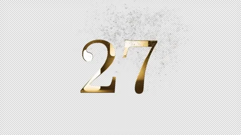 Golden number 27 with golden particles, ... | Stock Video | Pond5