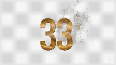 Golden number 33 from particles, numberi... | Stock Video | Pond5