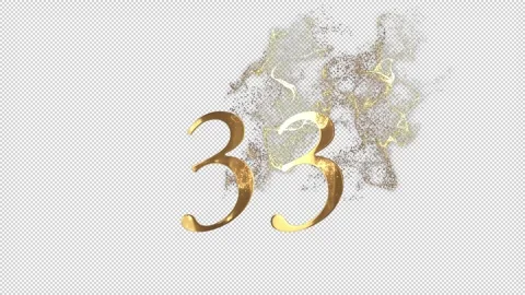 Golden number 33 from particles, numberi... | Stock Video | Pond5