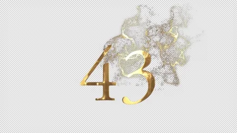 Golden number 43 from particles, numberi... | Stock Video | Pond5