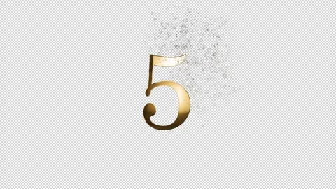 Golden number 5 with gold particles, alp... | Stock Video | Pond5