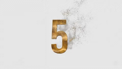 Golden number 5 from particles, numberin... | Stock Video | Pond5