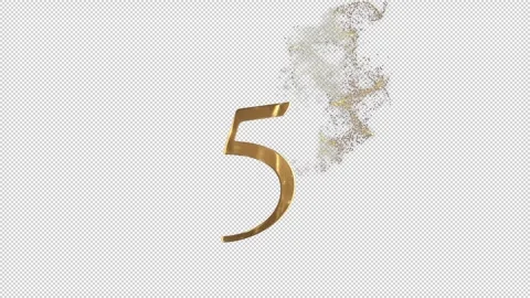 Golden number 5 from particles, numberin... | Stock Video | Pond5