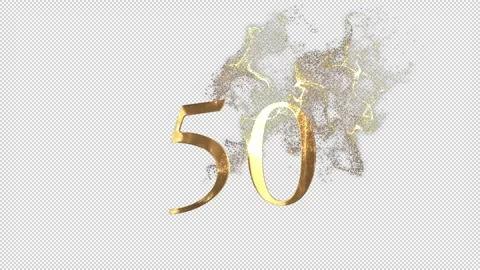 Golden number 50 from particles, numberi... | Stock Video | Pond5