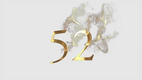 Golden number 52 from particles, numberi... | Stock Video | Pond5