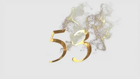 Golden number 53 from particles, numberi... | Stock Video | Pond5