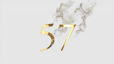 Golden number 57 from particles, numberi... | Stock Video | Pond5