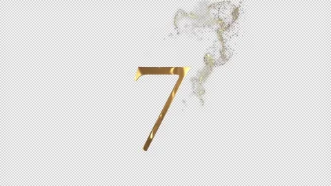 Golden number 7 from particles, numberin... | Stock Video | Pond5