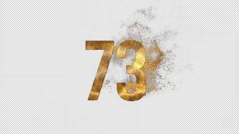 Golden number 73 from particles, numberi... | Stock Video | Pond5