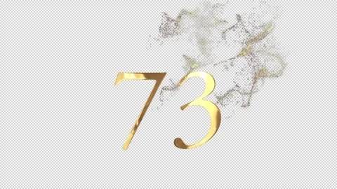 Golden number 73 from particles, numberi... | Stock Video | Pond5