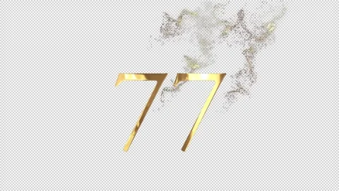 Golden number 77 from particles, numberi... | Stock Video | Pond5